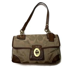 Coach | Bags | Coach Peyton Sateen Shoulder Bag Khaki 454 | Poshmark